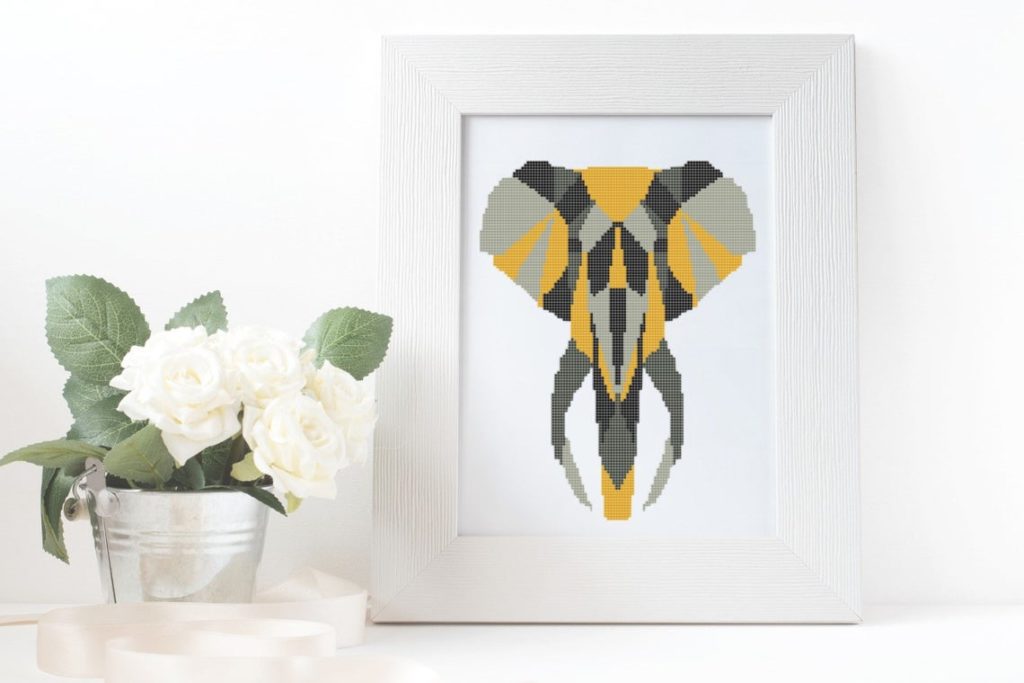 Point De Croix Eléphant Géométrique - Lilou Broderie Moderne et Relief